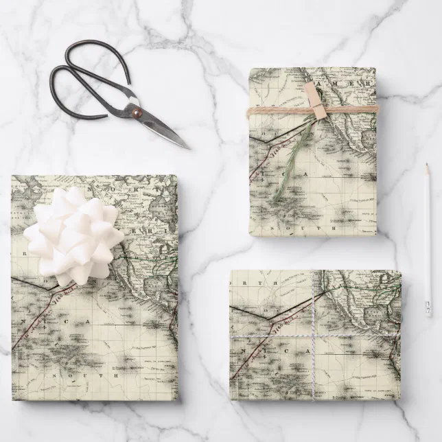 Vintage Map of Telegraph Lines Poster Wrapping Paper Sheets | Zazzle