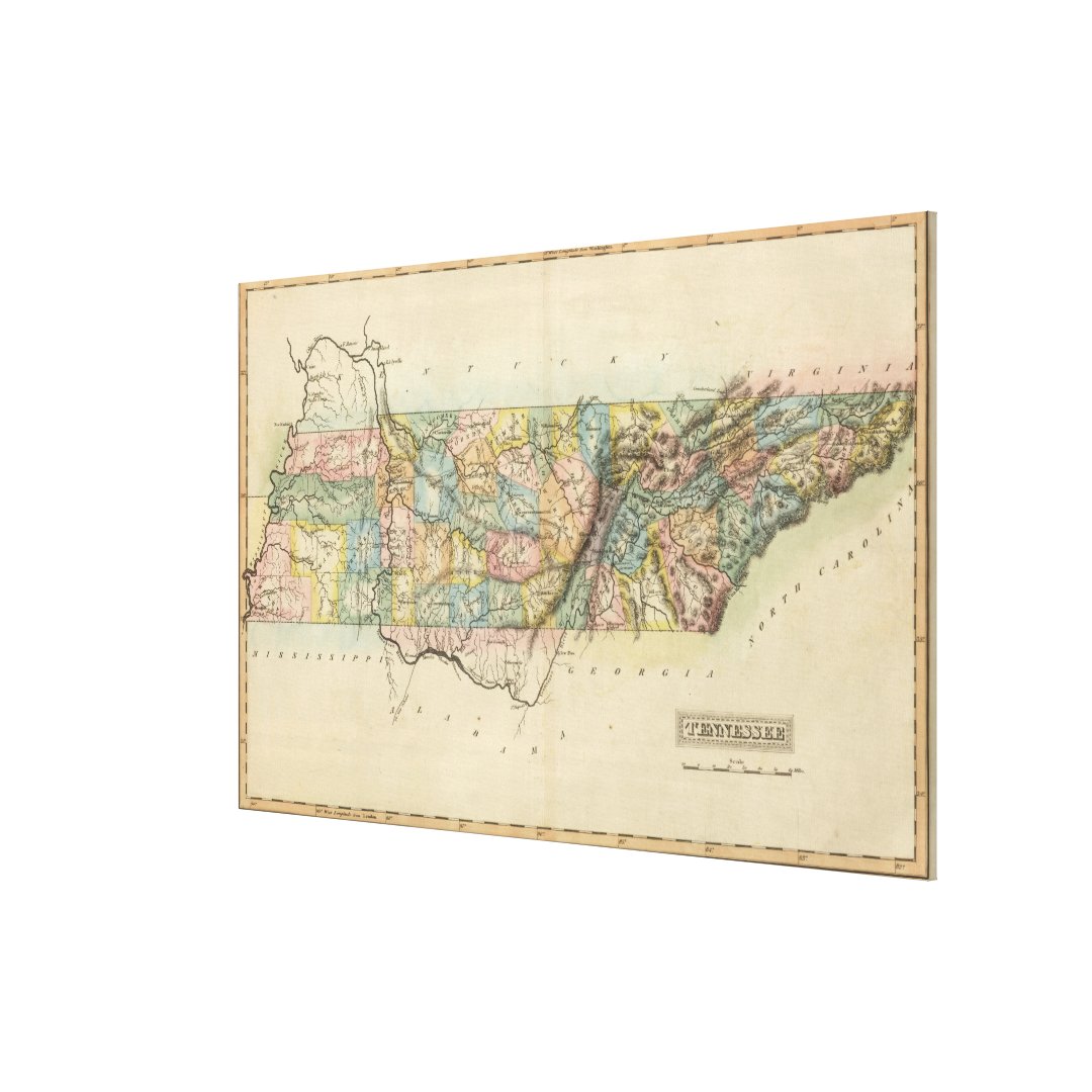 Vintage Map of Tennessee (1822) Canvas Print | Zazzle