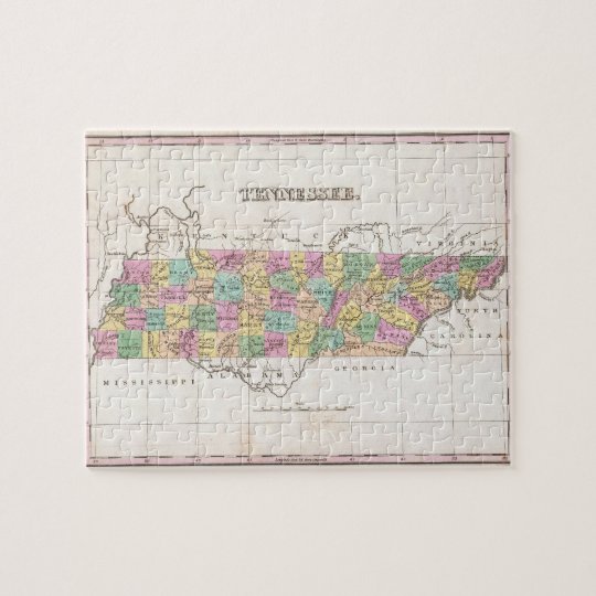 Vintage Map of Tennessee (1827) Jigsaw Puzzle | Zazzle.com