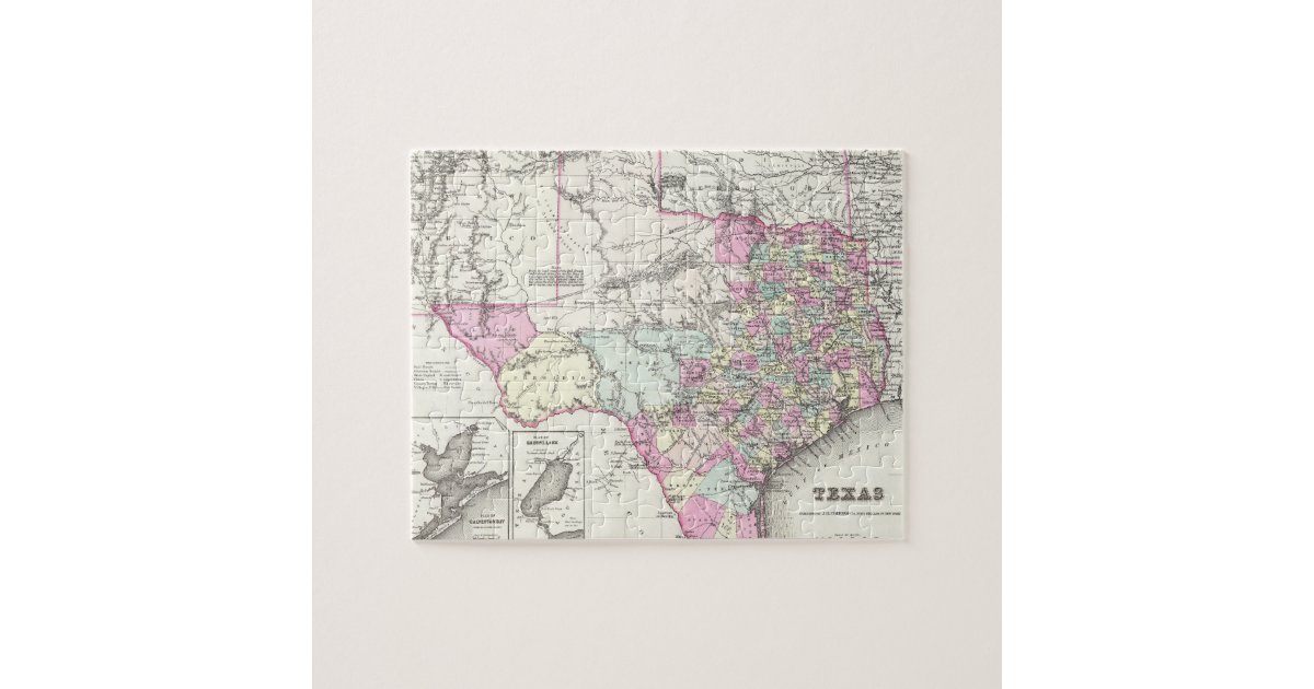 Vintage Map of Texas (1855) Jigsaw Puzzle | Zazzle