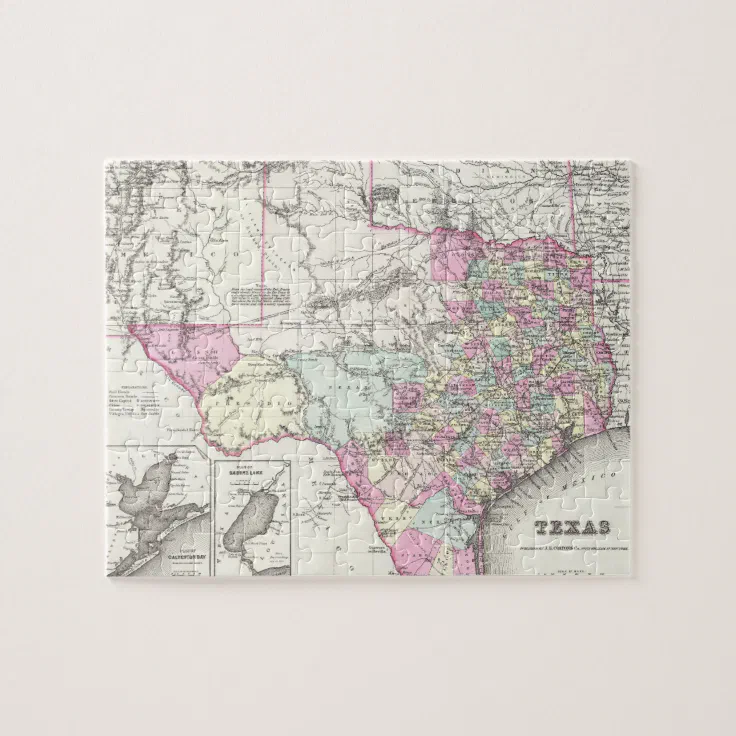 Vintage Map of Texas (1855) Jigsaw Puzzle | Zazzle