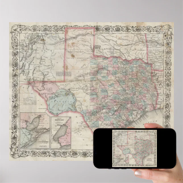 Vintage Map of Texas (1870) Poster | Zazzle