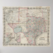 Vintage Map of Texas (1870) Poster | Zazzle