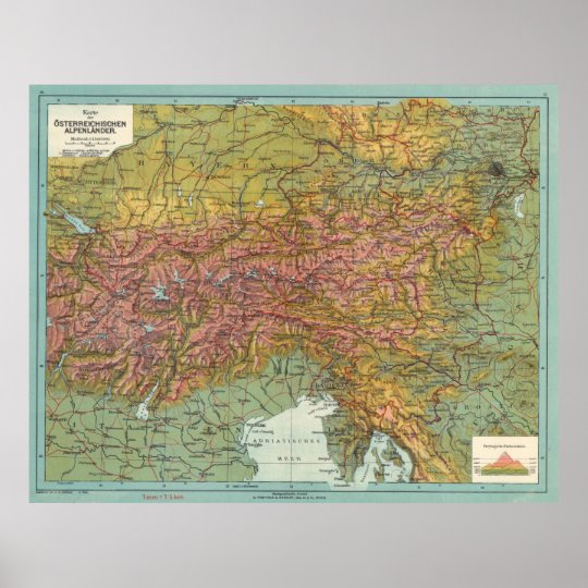 Vintage Map of The Austrian Alps (1916) Poster | Zazzle.com