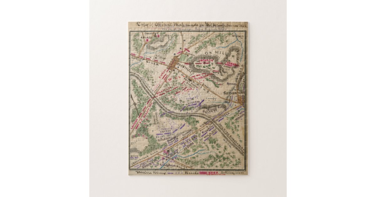Vintage Map of The Battle of Chantilly (1865) Jigsaw Puzzle | Zazzle