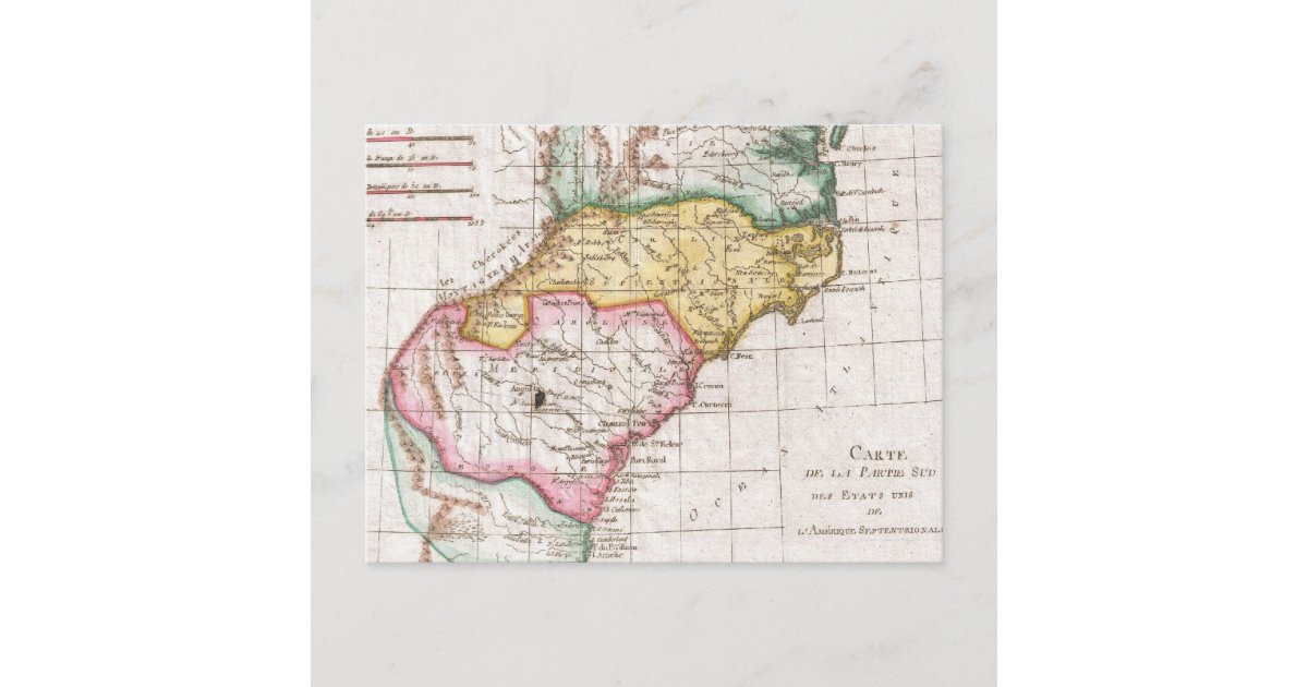 Vintage Map of The Carolinas (1780) Postcard | Zazzle