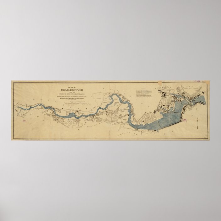 Vintage Map of The Charles River (1894) Poster | Zazzle.com
