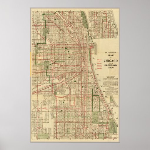 Vintage Map of The Chicago Railroads (1906) Poster | Zazzle