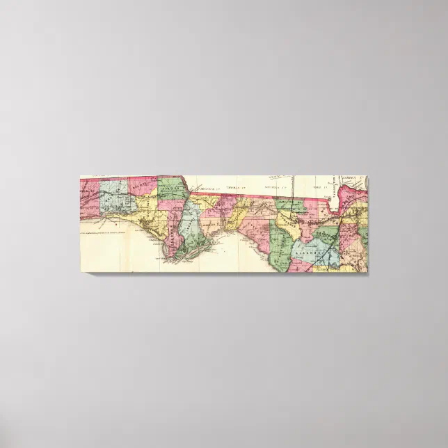 Vintage Map of The Florida Panhandle (1870) Canvas Print | Zazzle