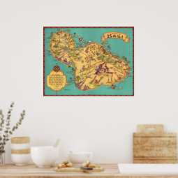 Vintage Map of the Island of Maui Poster | Zazzle