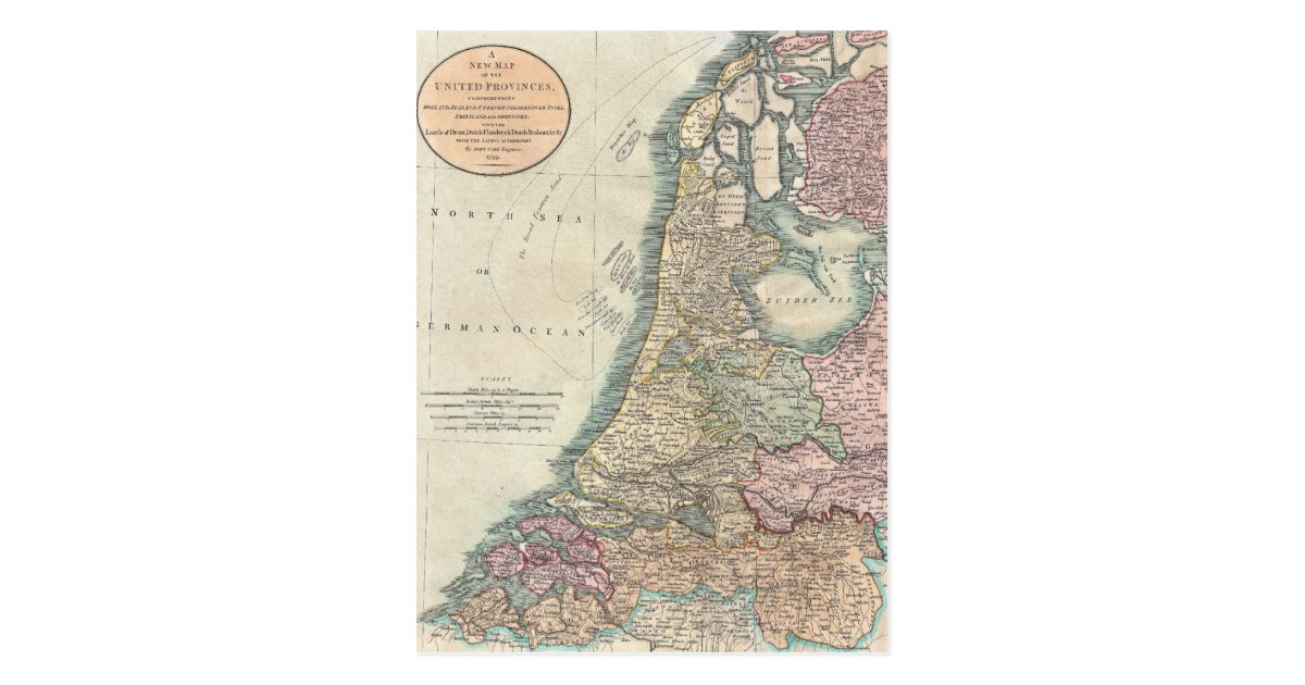 Vintage Map of the Netherlands (1799) Postcard | Zazzle.com
