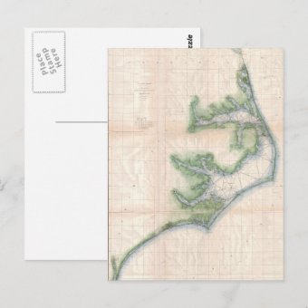 Vintage Map of The North Carolina Coast (1875) Postcard | Zazzle