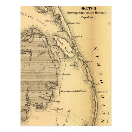 Vintage Map of The Outer Banks (1862) Postcard | Zazzle.com