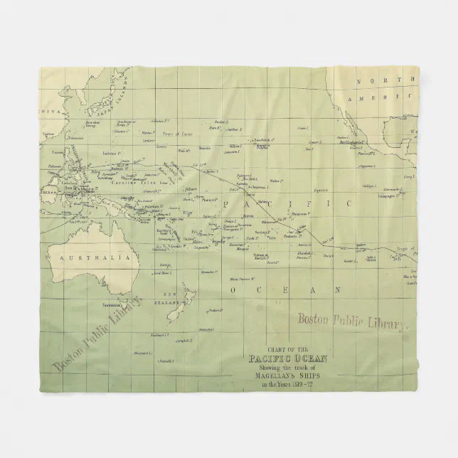 Vintage Map of The Pacific Ocean (1874) Fleece Blanket | Zazzle