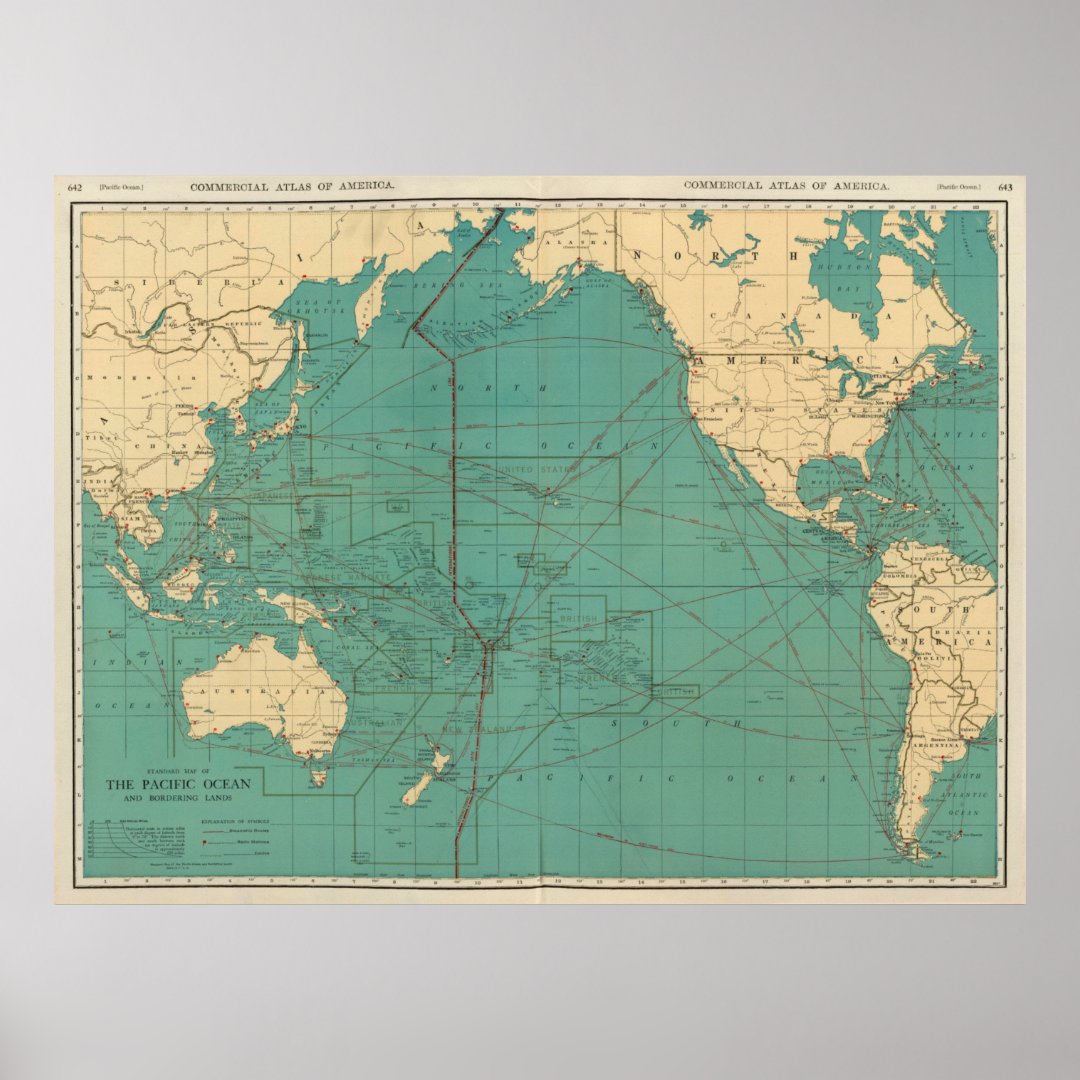 Vintage Map of the Pacific Ocean (1924) Poster | Zazzle