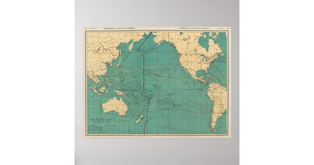 Vintage Map of the Pacific Ocean (1924) Poster | Zazzle