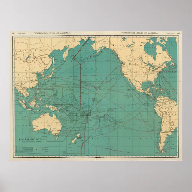 Vintage Map of the Pacific Ocean (1924) Poster | Zazzle