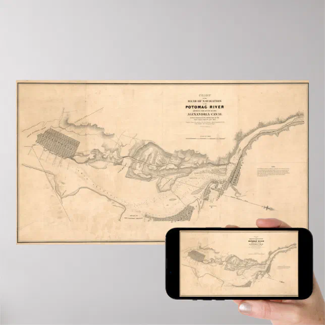 Vintage Map of The Potomac River (1838) Poster | Zazzle