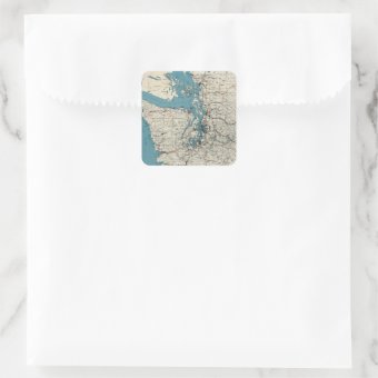 Vintage Map of The Puget Sound (1919) Square Sticker | Zazzle