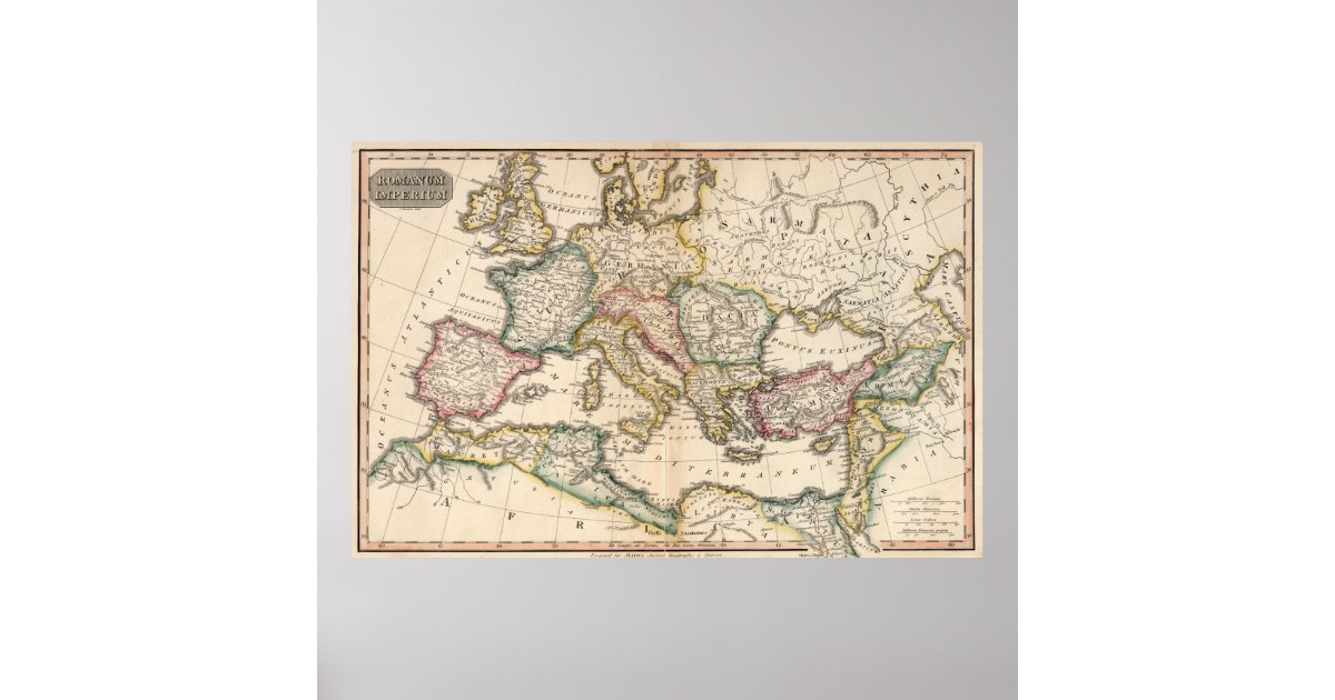Vintage Map of The Roman Empire (1815) Poster | Zazzle