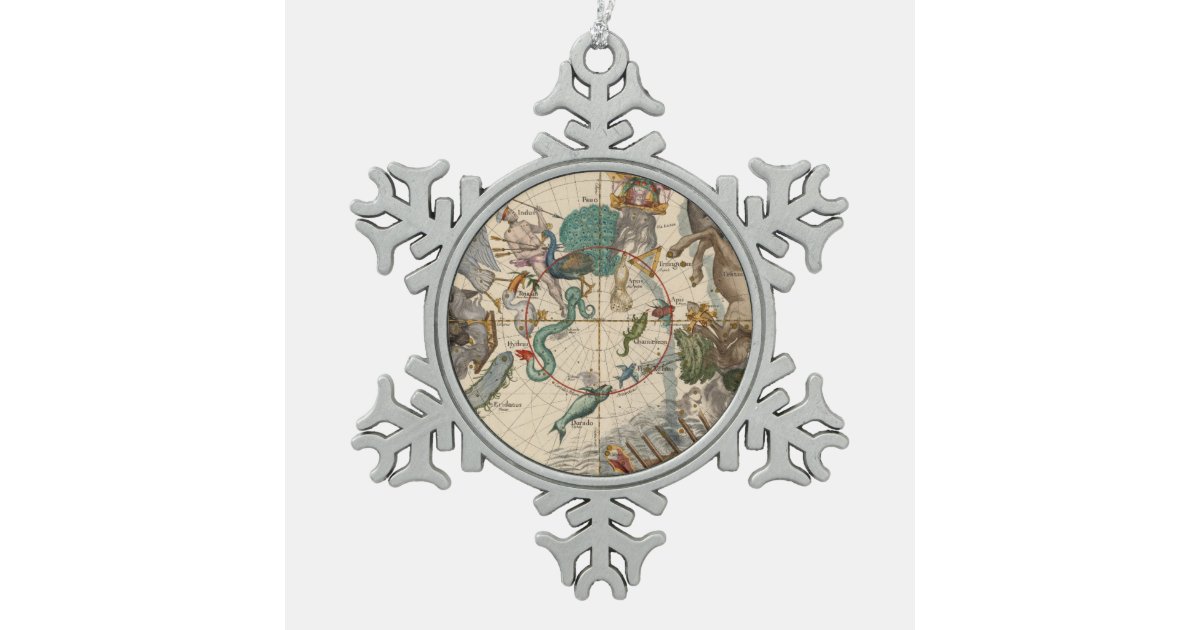 Vintage Map of the South Pole Snowflake Pewter Christmas Ornament | Zazzle