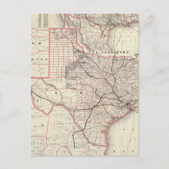 Vintage Map of The Texas Railroad System (1885) Postcard | Zazzle.com