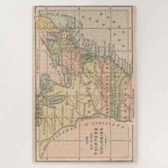 Vintage Map of The Thirteen Colonies (1885) Jigsaw Puzzle | Zazzle