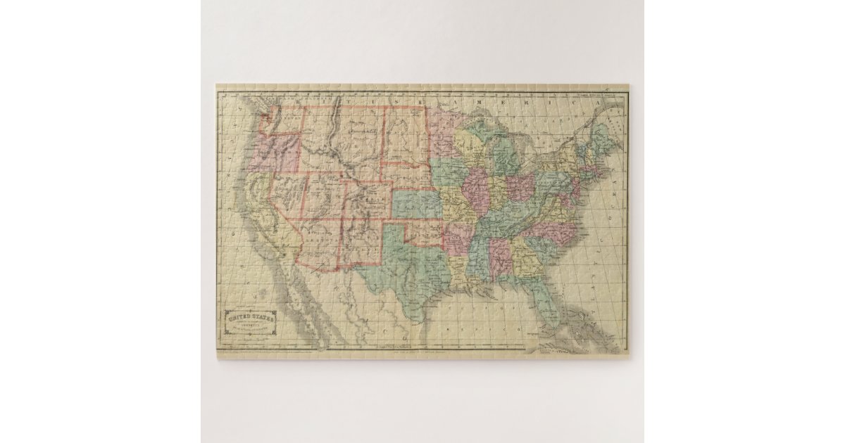 Vintage Map of The United States (1864) Jigsaw Puzzle | Zazzle