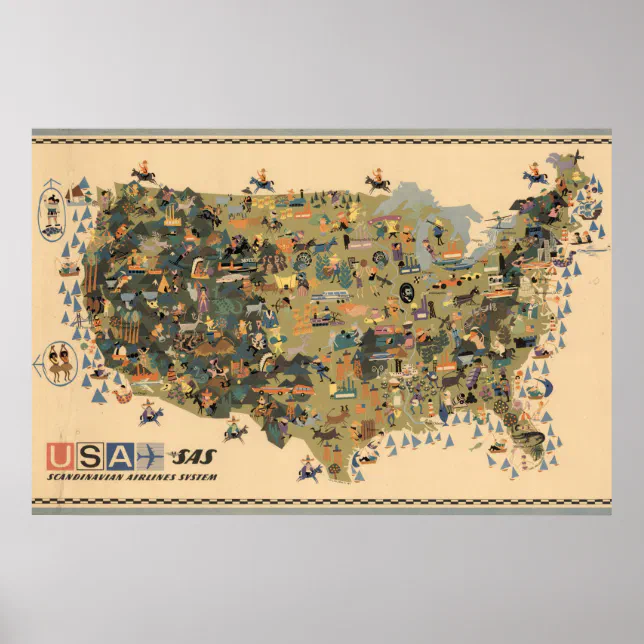 Vintage Map Of The United States Poster | Zazzle