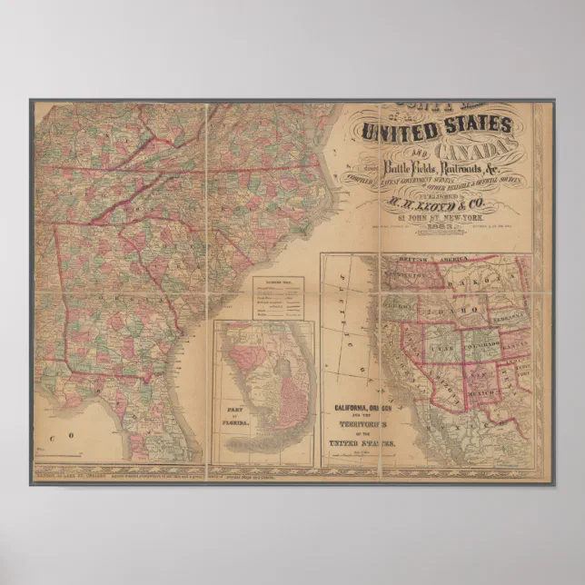 Vintage Map of the United States Poster | Zazzle