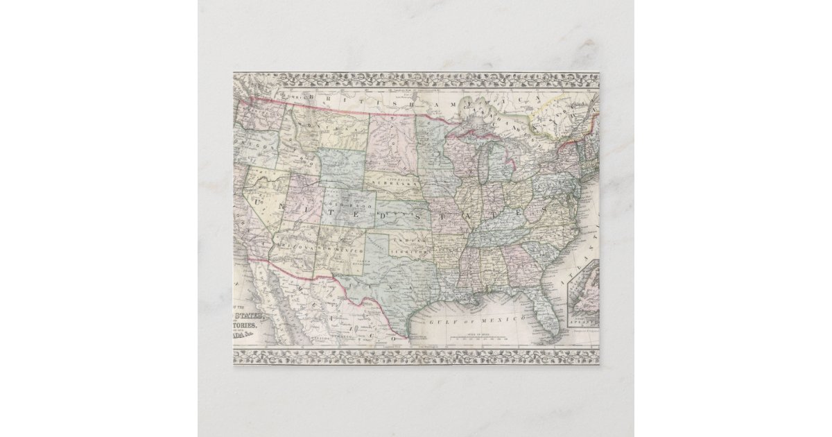 Vintage Map of the United States Scrapbook Paper | Zazzle