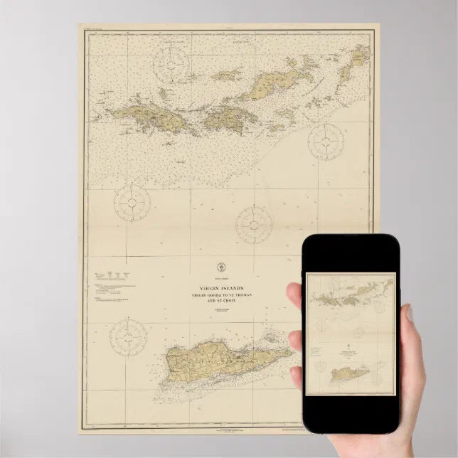 Vintage Map of The Virgin Islands (1921) Poster | Zazzle