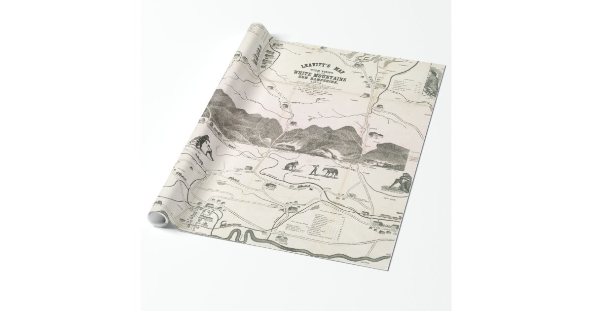 Vintage Map of The White Mountains (1871) Wrapping Paper | Zazzle