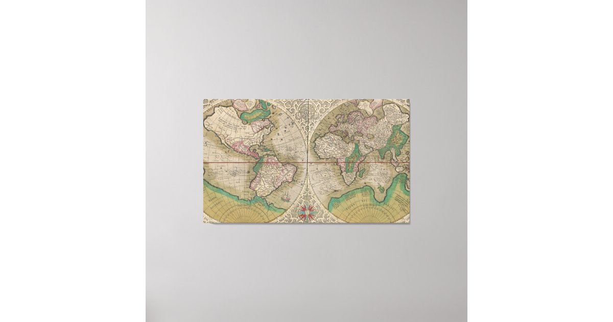 Vintage Map of The World (1607) 2 Canvas Print | Zazzle