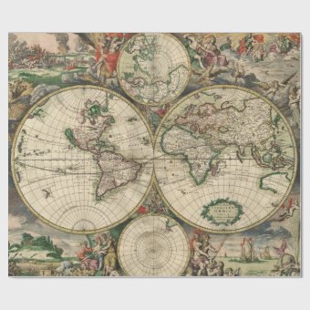 Vintage Map of The World (1689) Wrapping Paper | Zazzle