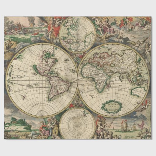 Vintage Map of The World (1689) Wrapping Paper | Zazzle