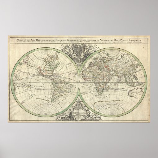 Vintage Map of The World (1691) Poster | Zazzle