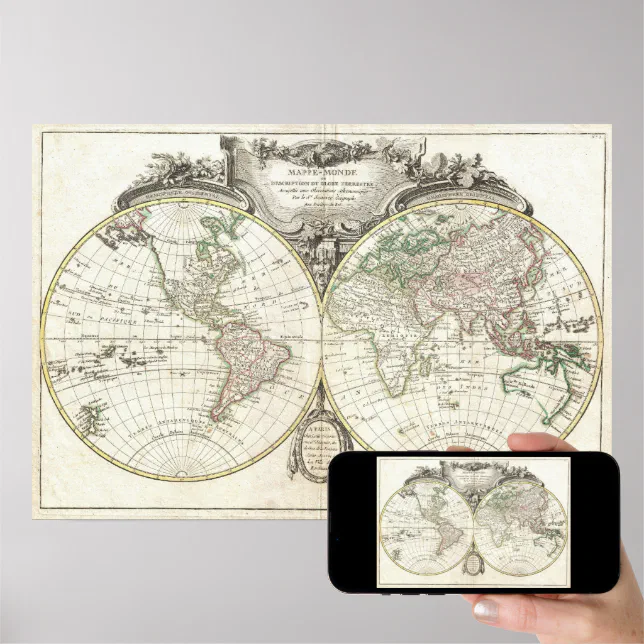 Vintage Map of The World (1775) Poster | Zazzle