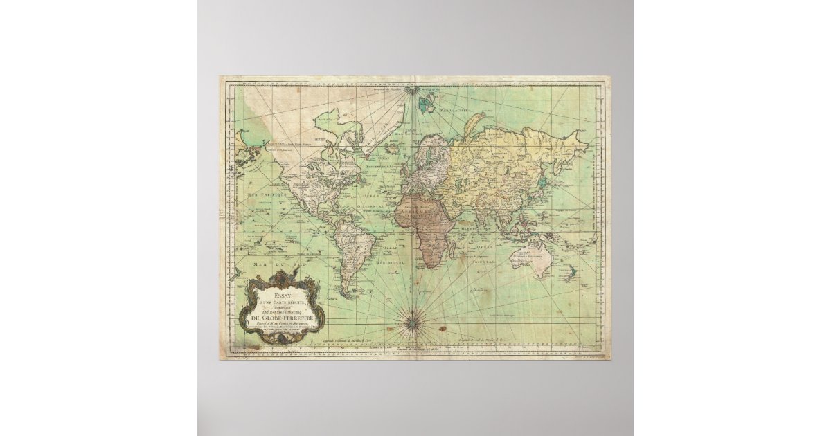 Vintage Map of The World (1778) Poster | Zazzle