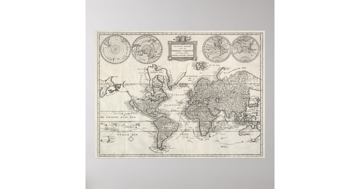 Vintage Map of The World (1786) Poster | Zazzle