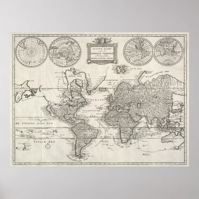 Vintage Map of The World (1786) Poster | Zazzle