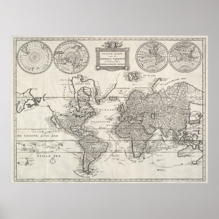Vintage Map of The World (1786) Poster | Zazzle