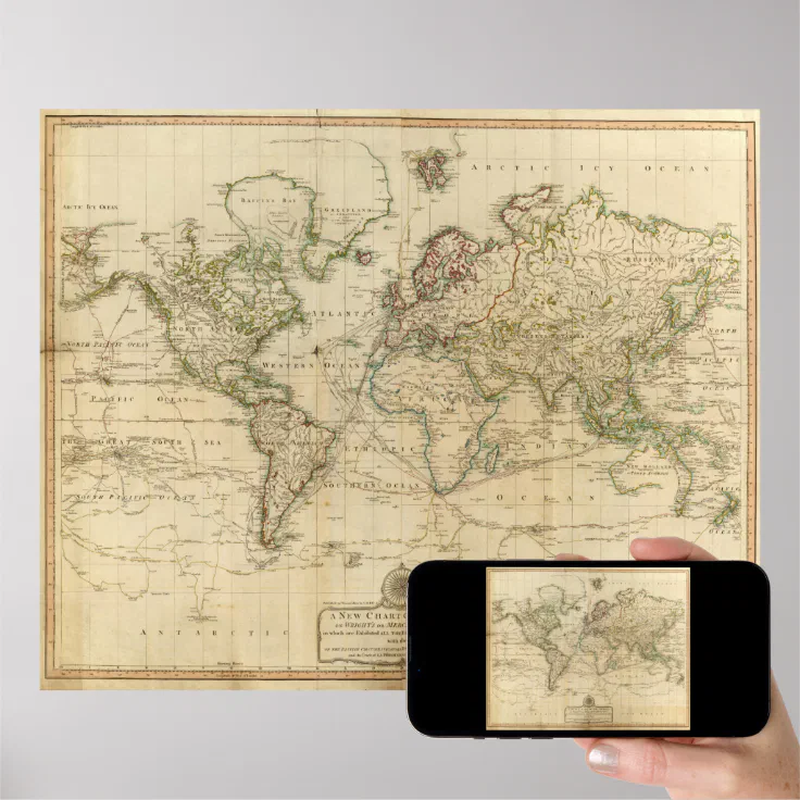 Vintage Map of The World (1800) Poster | Zazzle