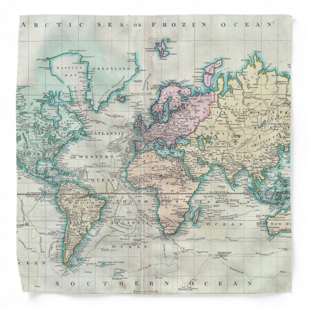 Vintage Map of The World (1801) Bandana | Zazzle