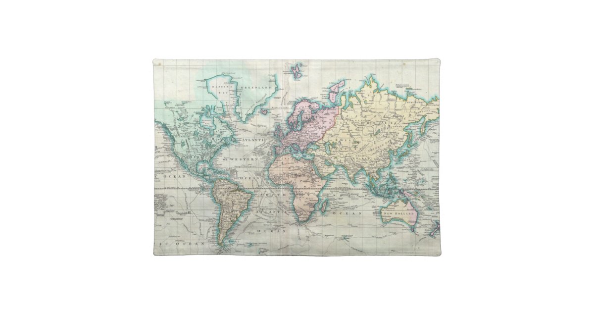 Vintage Map of The World (1801) Placemat | Zazzle