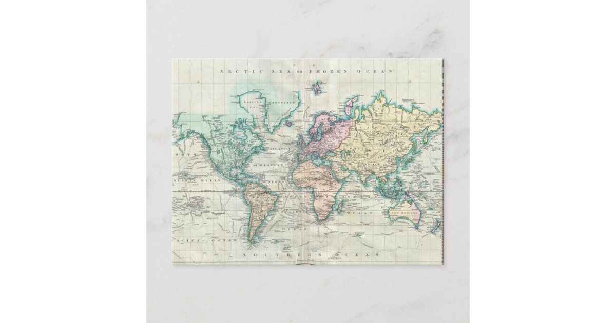Vintage Map of The World (1801) Postcard | Zazzle