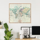 Vintage Map of The World (1801) Poster | Zazzle