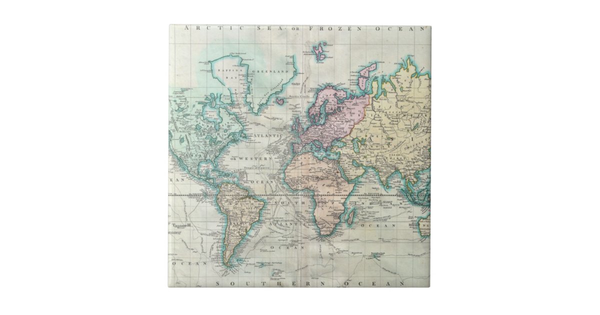 Vintage Map of The World (1801) Tile | Zazzle