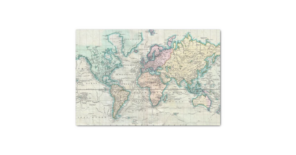 Vintage Map of The World (1801) Tissue Paper | Zazzle