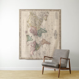Vintage Map of The World (1833) Tapestry | Zazzle